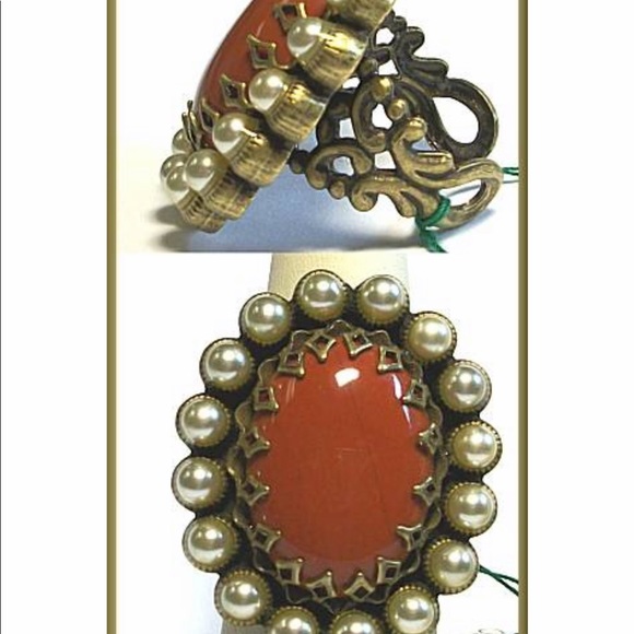 Sweet Romance | Jewelry | Ollipop Oval And Pearl Ring Nwot | Poshmark